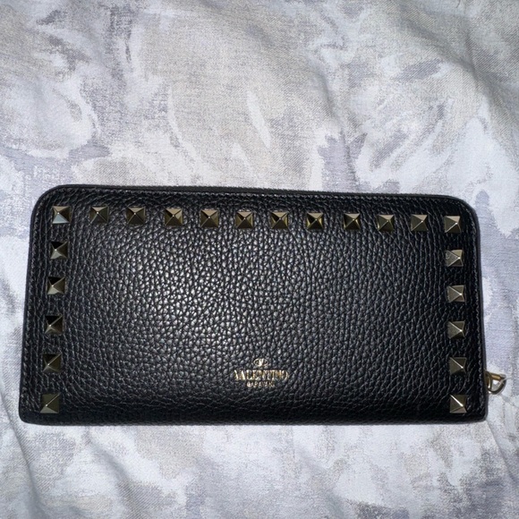 Valentino Garavani | Other | Valentino Black Leather Studded Wallet ...